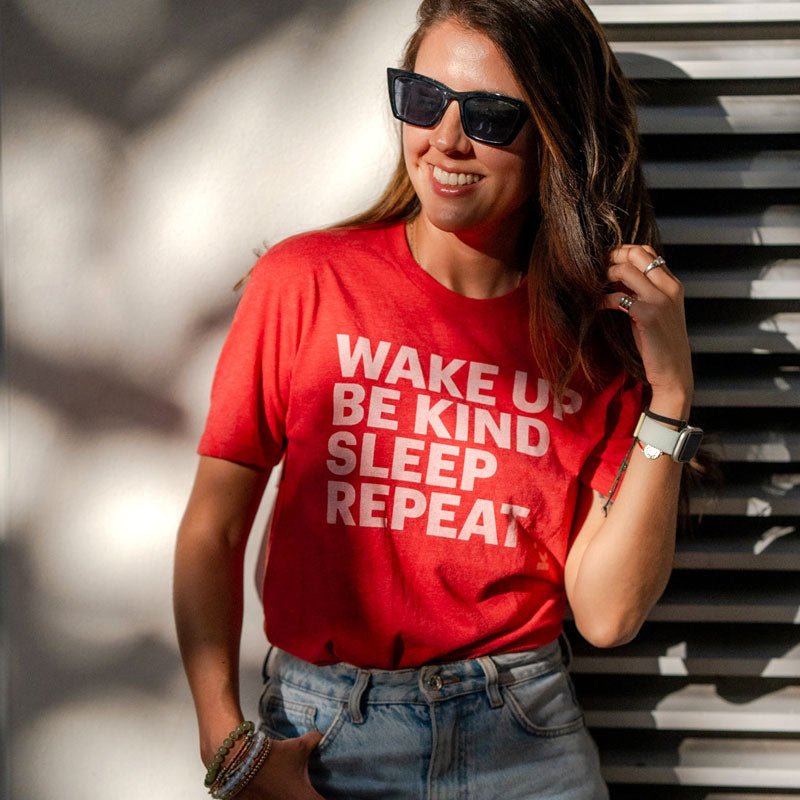 Wake Up Be Kind Red Eco Friendly T-Shirt - We are kind
